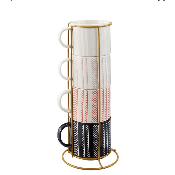 Kitchen | Four Stacking Mugs With Wire Rack | Poshmark
